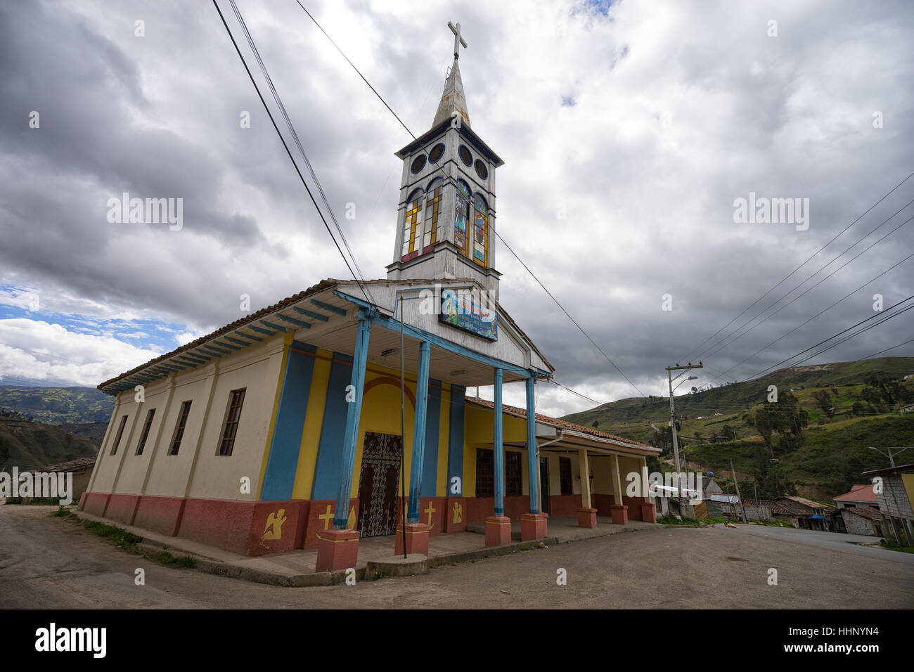 rustic wooden church in Sigsig Ecuador Stock Photo - Alamy