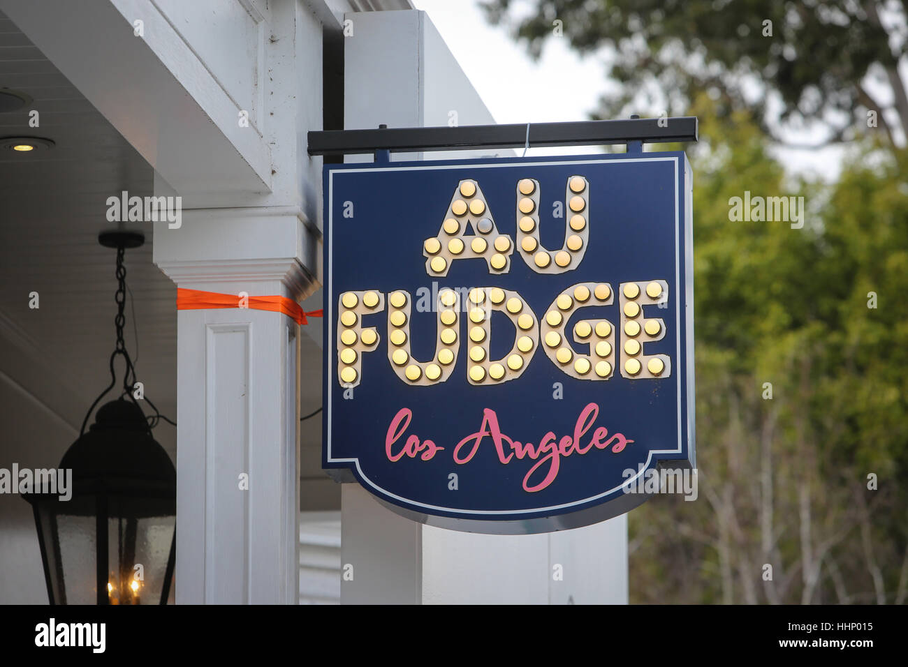 The sign for Au Fudge restaurant in West Hollywood, California Stock ...