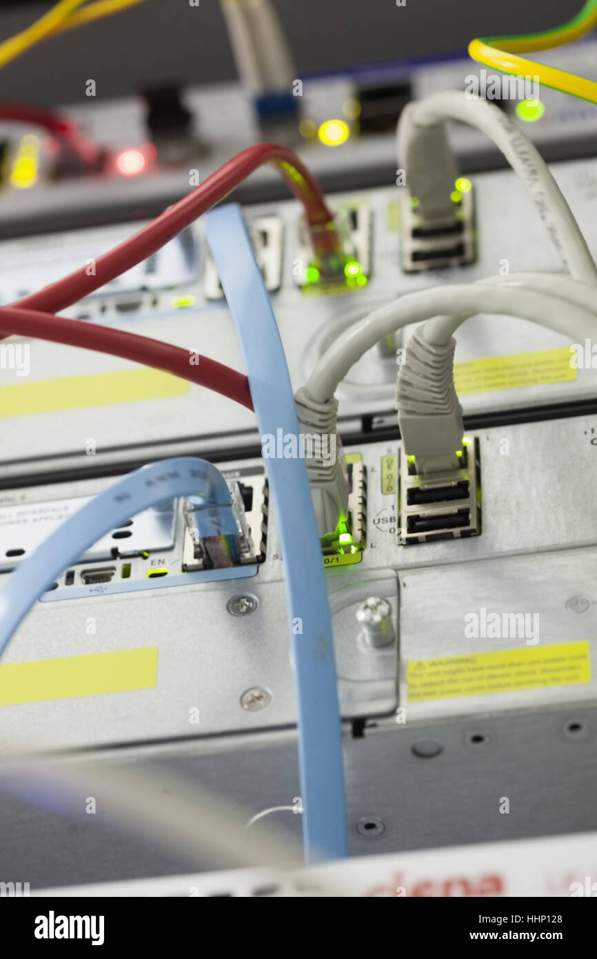 Close-up of wires plugged in a computer Stock Photo - Alamy