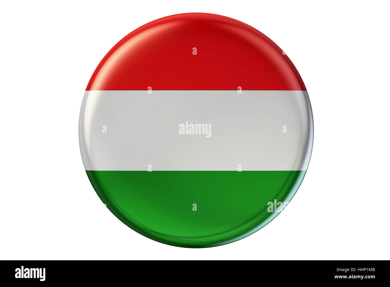 Badge with flag of Hungary, 3D rendering isolated on white background ...