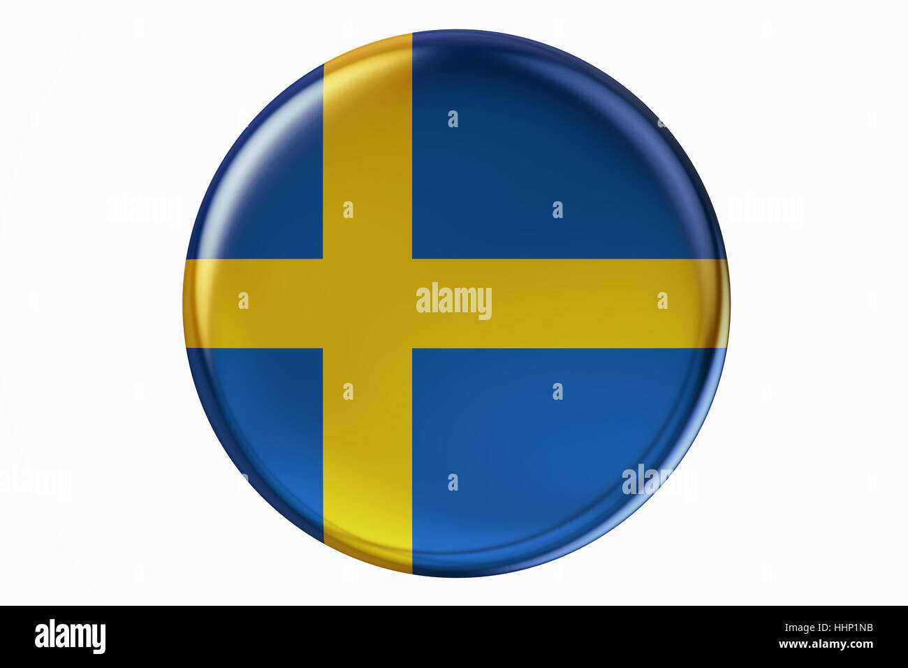 Badge with flag of Sweden, 3D rendering isolated on white background ...