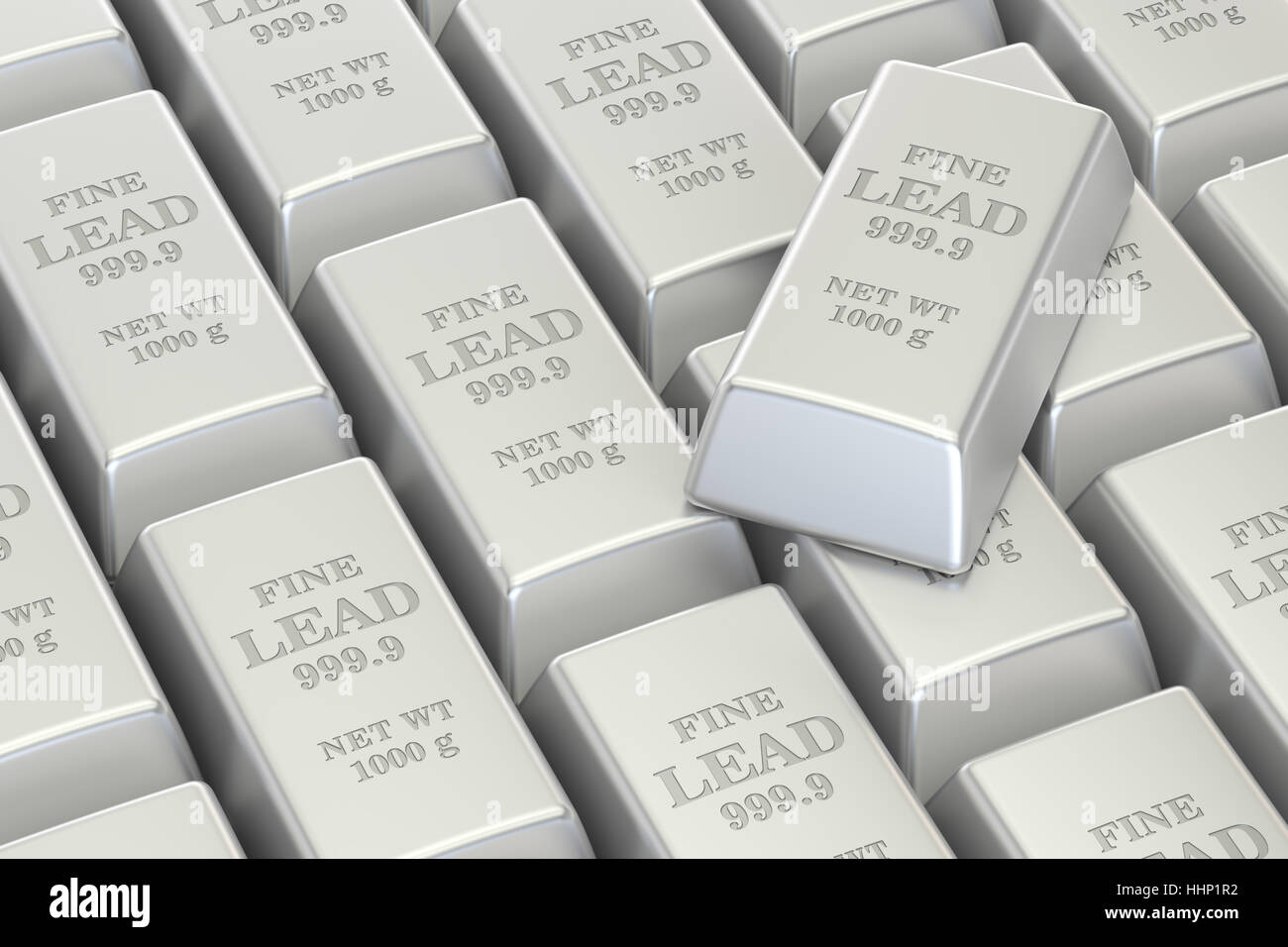 lead ingots background, 3D rendering isolated on white background Stock ...