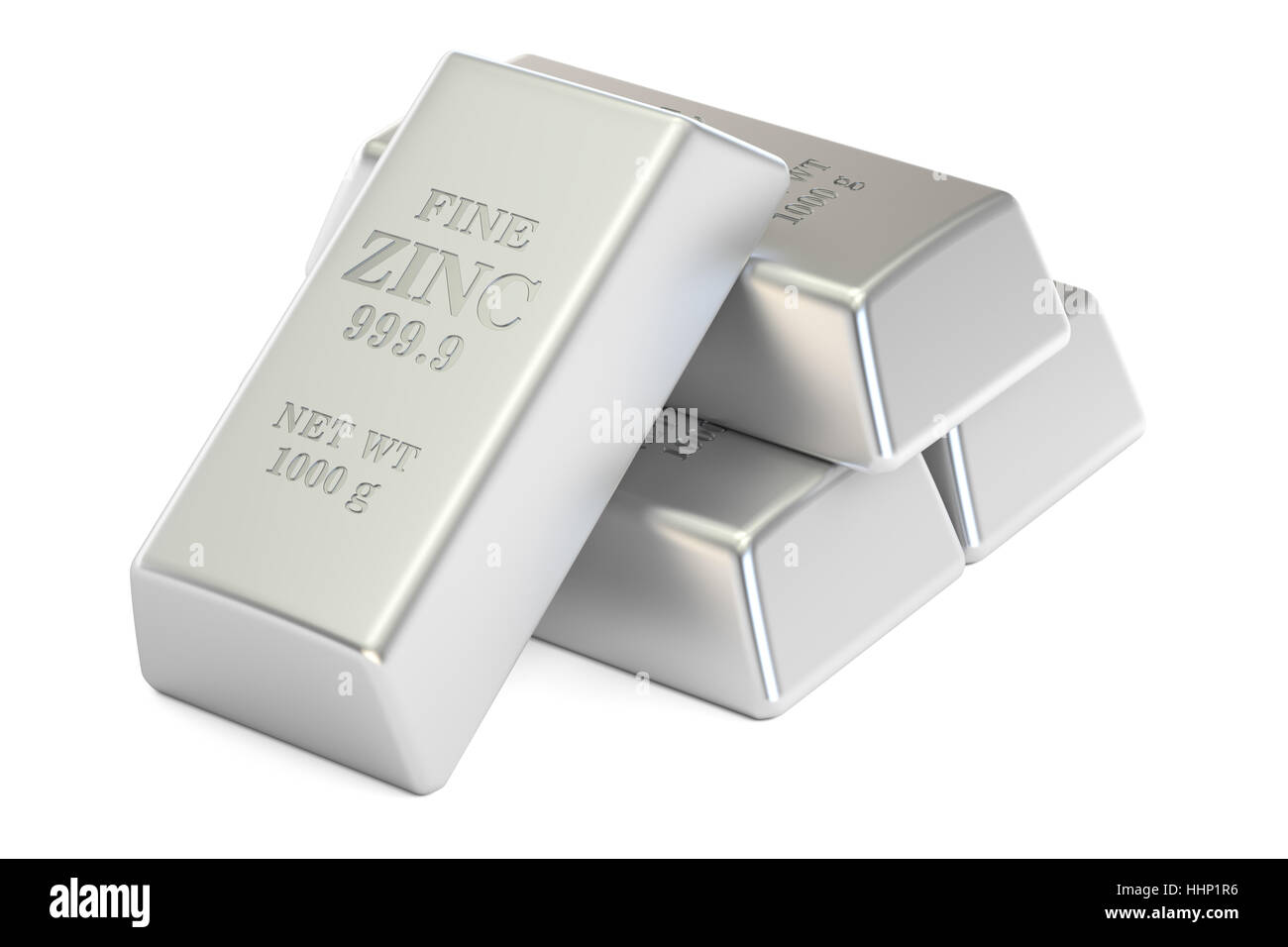zinc ingots, 3D rendering isolated on white background Stock Photo - Alamy