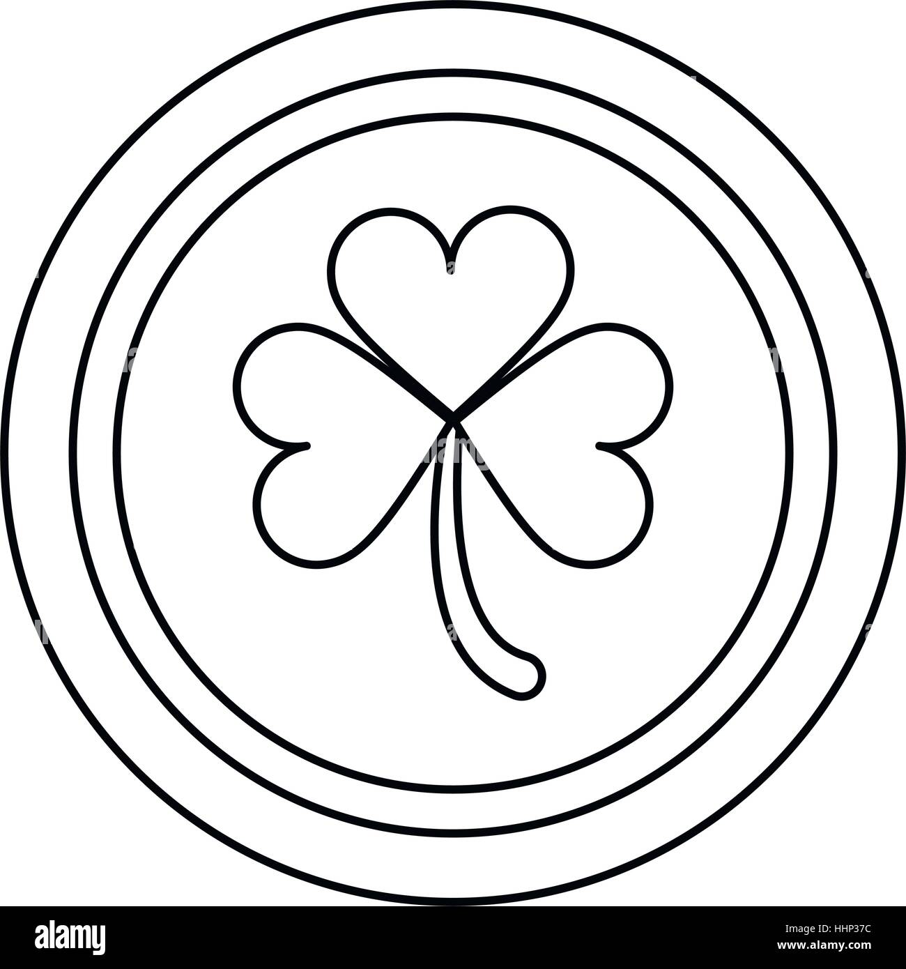 saint patrick day coin shamrock icon outline Stock Vector Image & Art ...