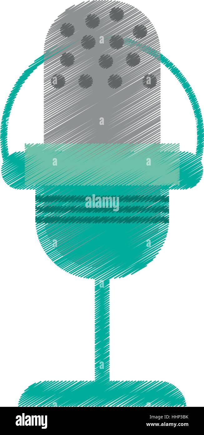 drawing green microphone vintage communication audio Stock Vector Image ...