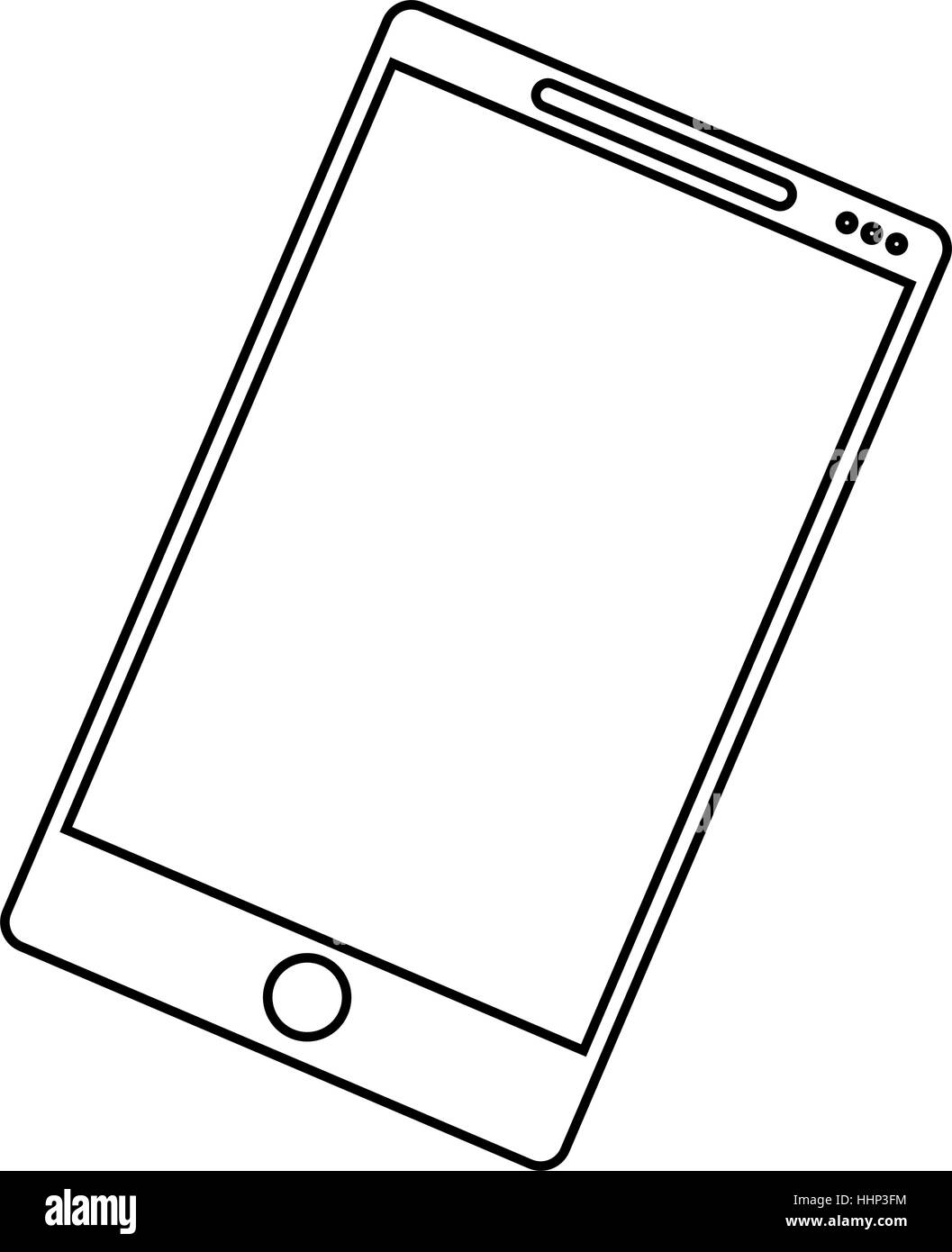 smartphone mobile communication technology outline Stock Vector Image ...