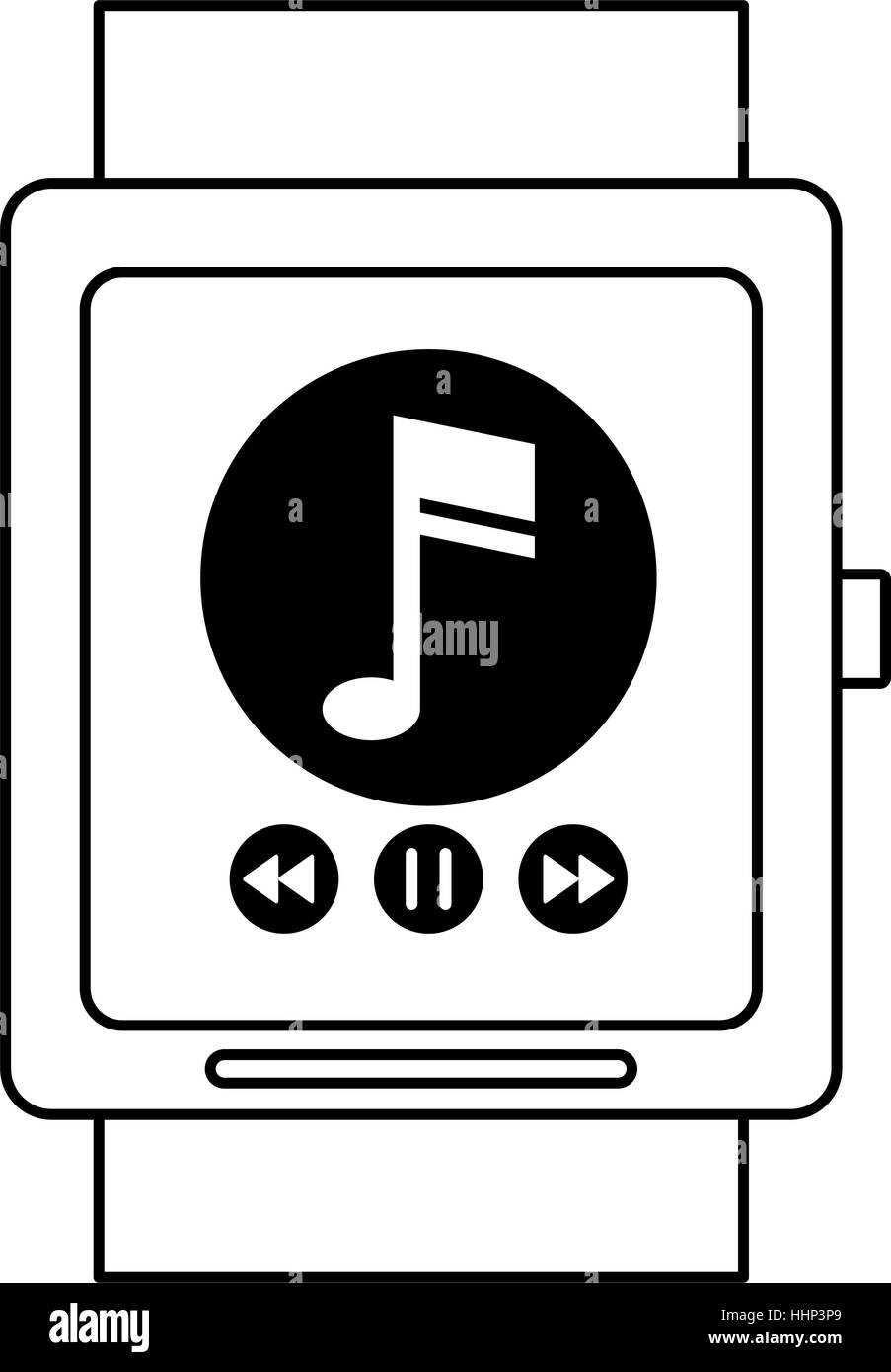 smartwatch music player app technology outline Stock Vector Image & Art ...
