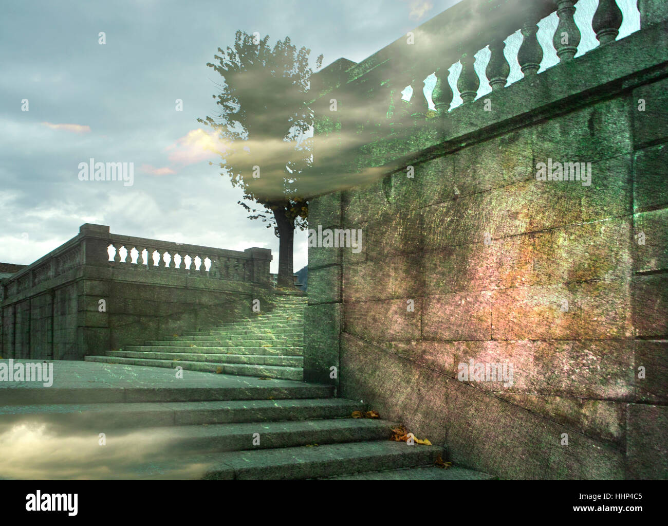 stairs, colour, upstairs, romantic, fantasy, magical, imagination ...