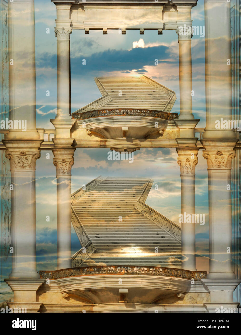 blue, stairs, fantasy, imagination, style of construction, architecture ...