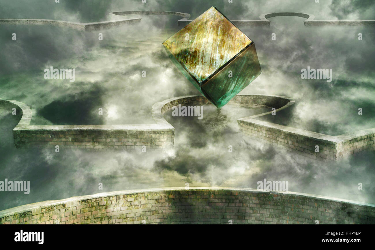 blue, sculpture, fantasy, wall, metal, box, boxes, magic, surrealism ...