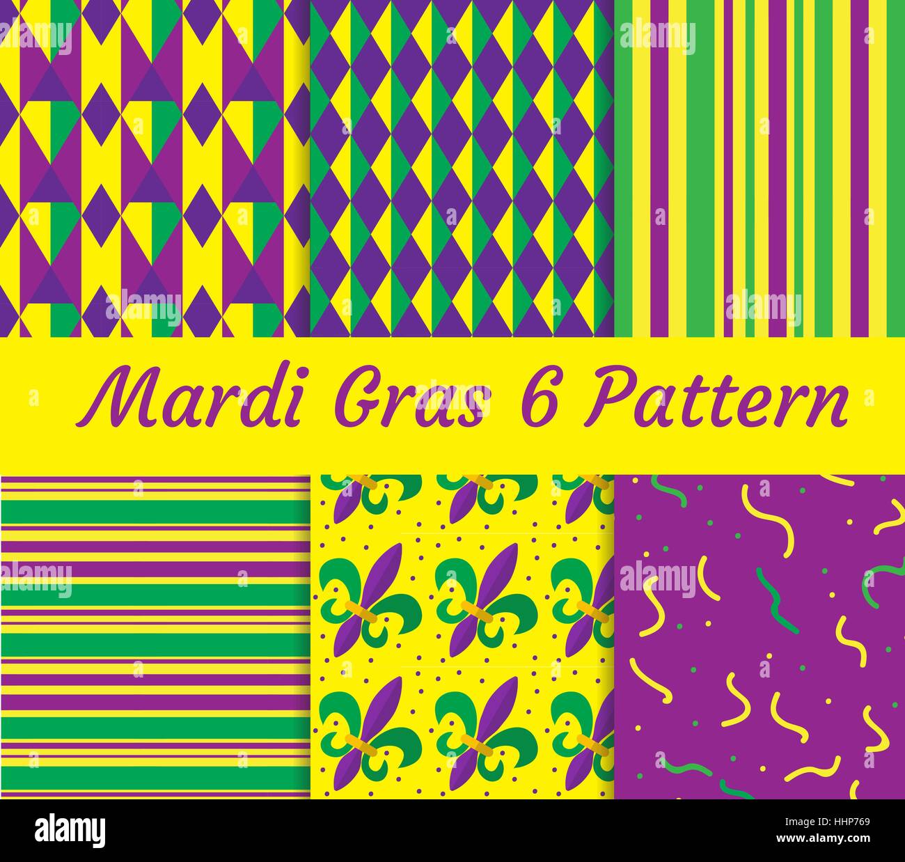 Mardi Gras seamless pattern set. Collection of digital paper ...