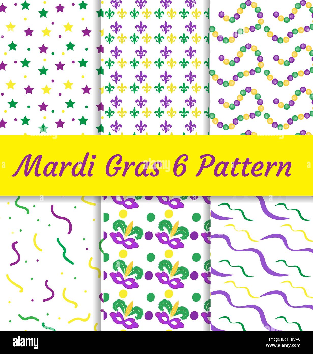 Mardi Gras seamless pattern set. Collection of digital paper ...