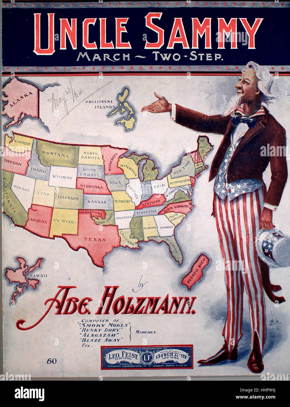 Sheet music cover image of the song 'Uncle Sammy March-Two-Step', with ...