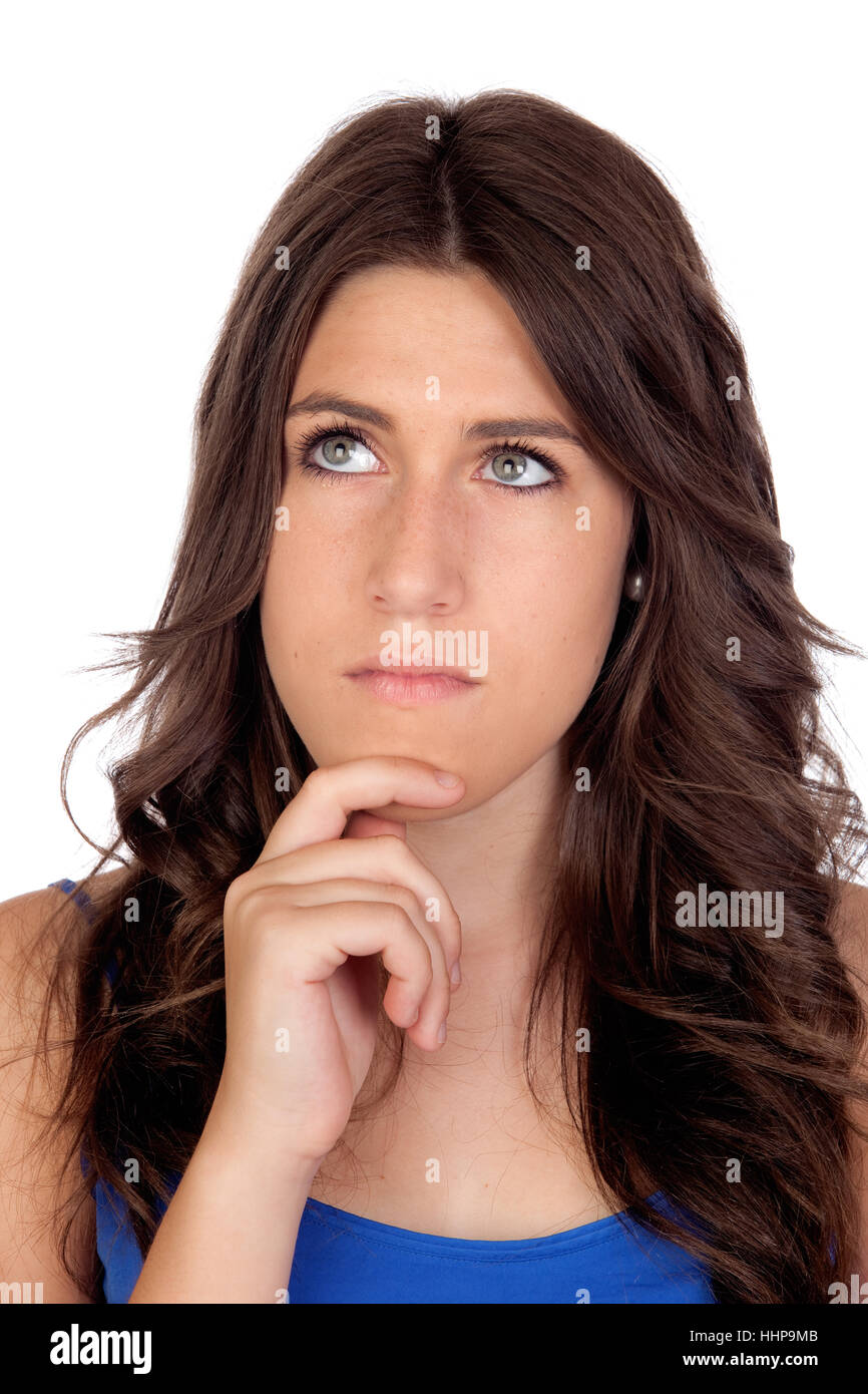 woman, blue, idea, perspective, point of view, approach, view, opinion ...