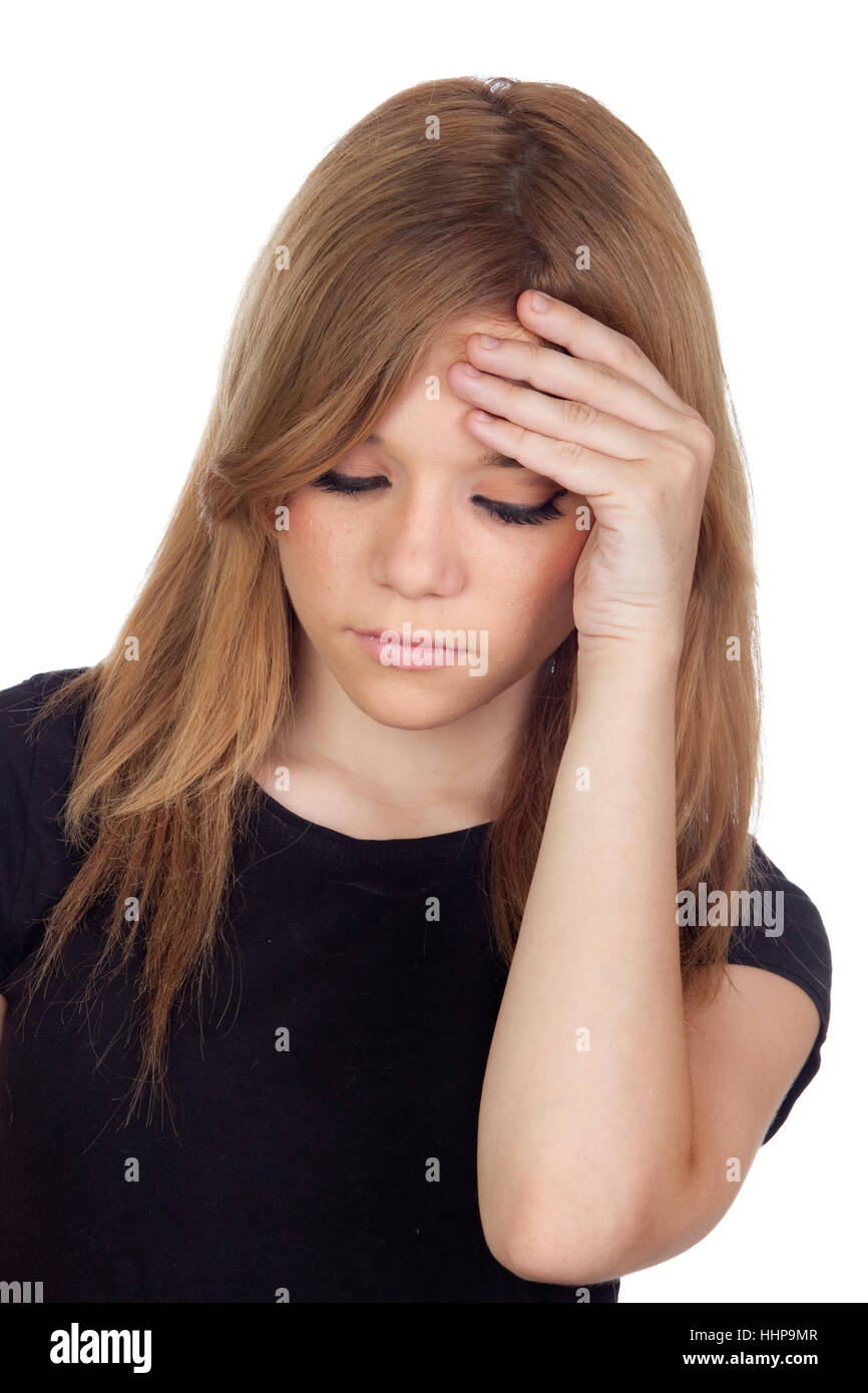 woman, sad, headache, serious, disgusted, migraine, layer, casual ...