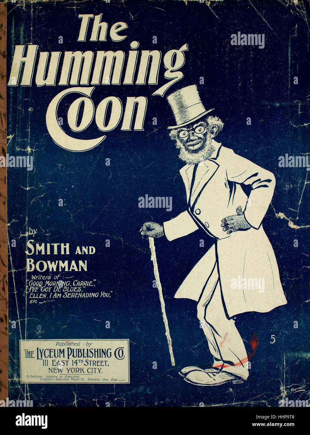 Sheet music cover image of the song 'The Humming Coon', with original ...