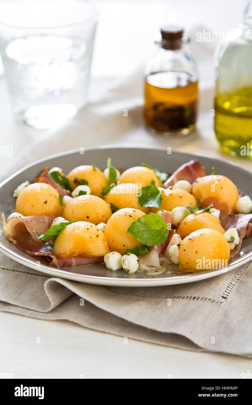 food, aliment, italian, basil, melon, ham, savoury, salad, food ...