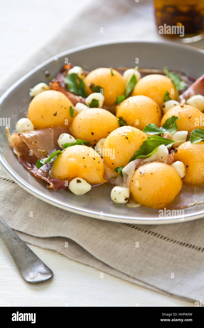 food, aliment, italian, basil, melon, ham, savoury, salad, food ...