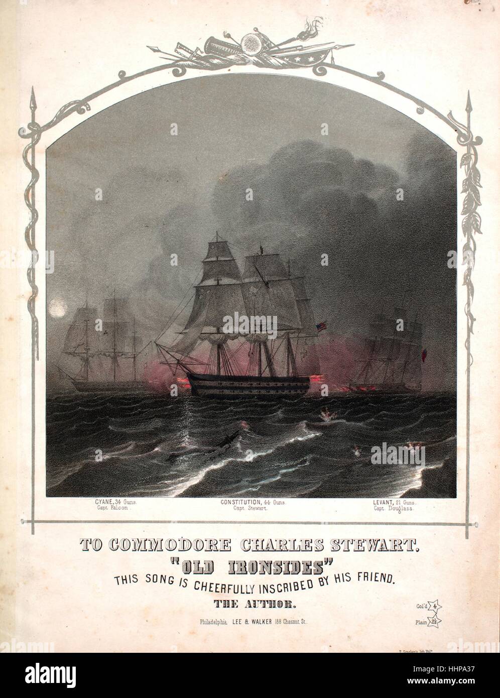 Sheet music cover image of the song ''Old Ironsides'', with original ...