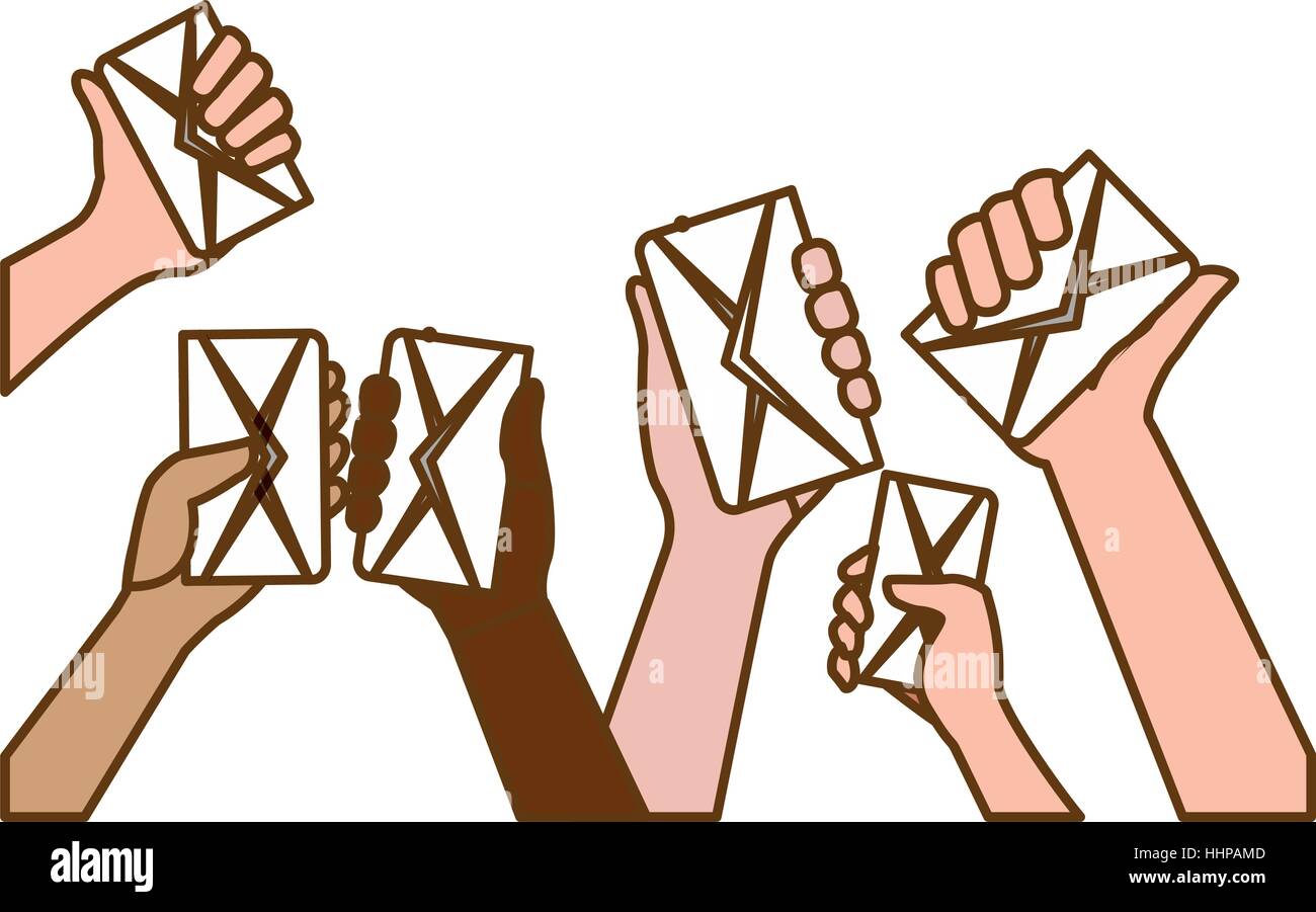 Hand envelopes over white hi-res stock photography and images - Alamy