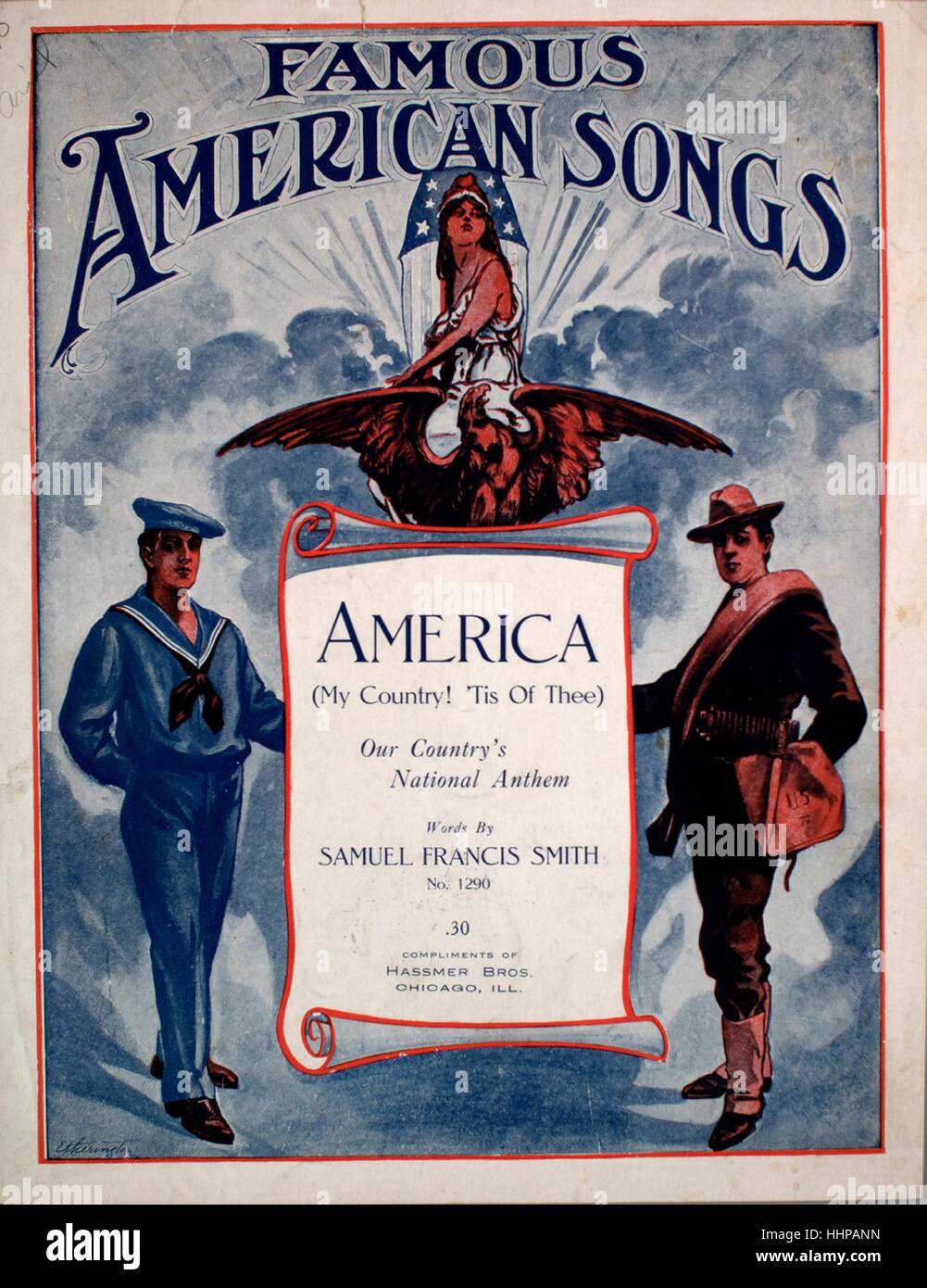 Sheet music cover image of the song 'Famous American Songs America My ...