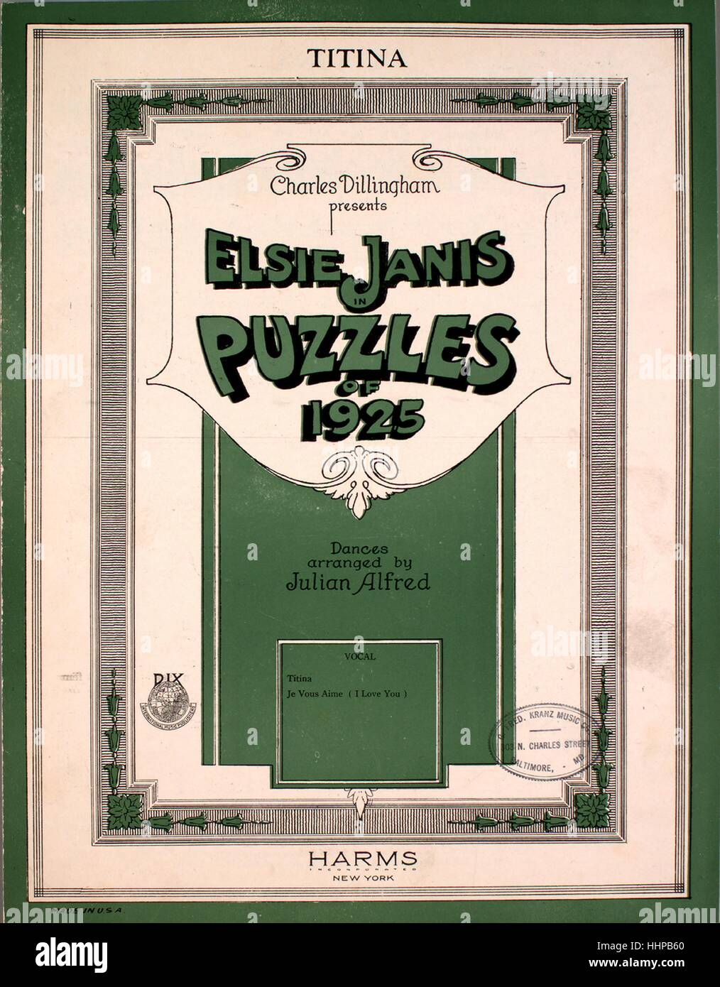 Sheet music cover image of the song 'Titina (Je Cherche Apres Titine ...