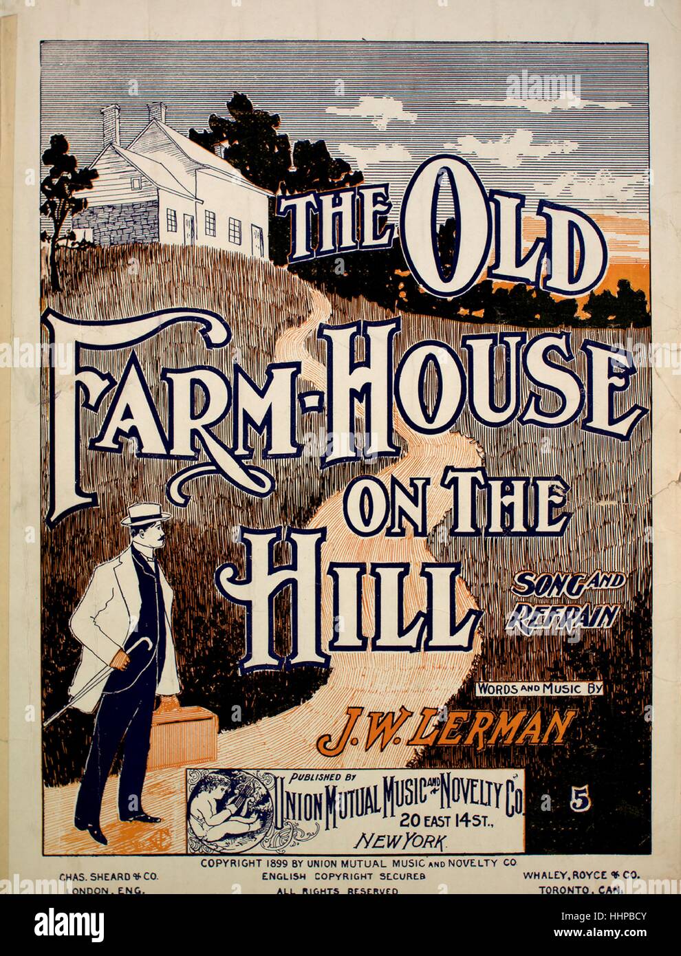 Sheet music cover image of the song 'The Old Farm-House on the Hill ...