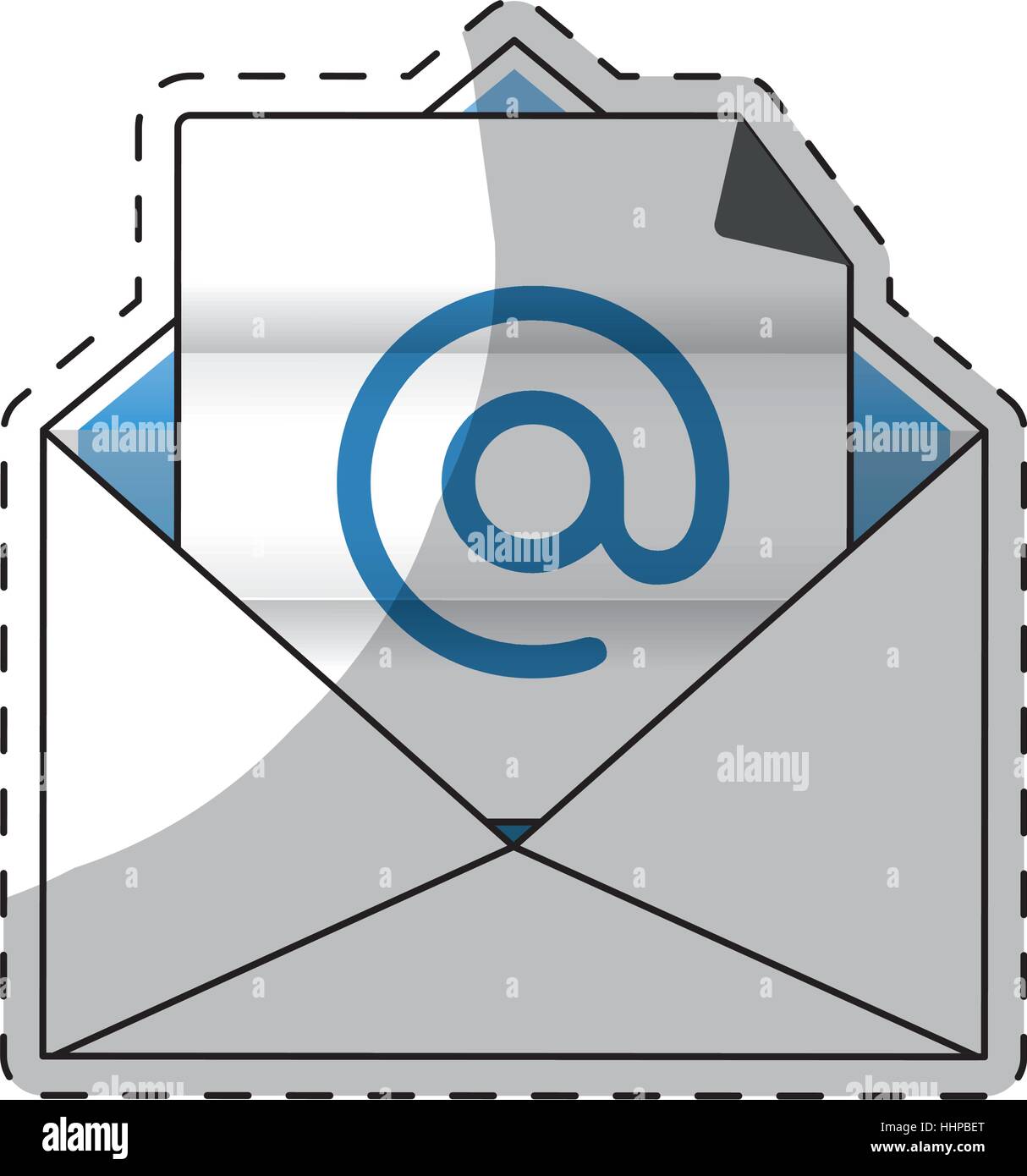 envelope with paper page over white background. colorful design. vector ...