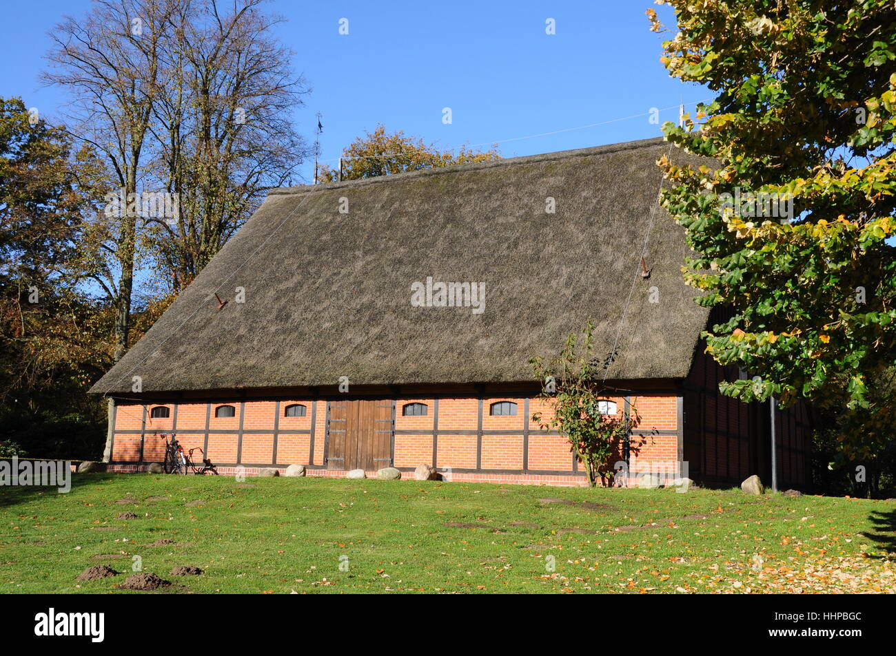 frame-work, farmhouse, thatched roof, building, buildings, house, home ...