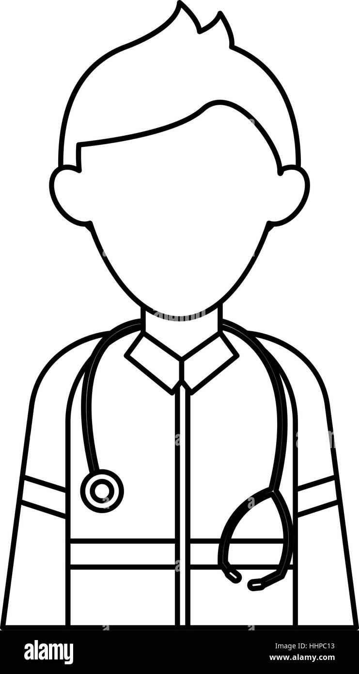 paramedic character uniform stethoscope kit first aid emergency outline Stock Vector Image & Art ...