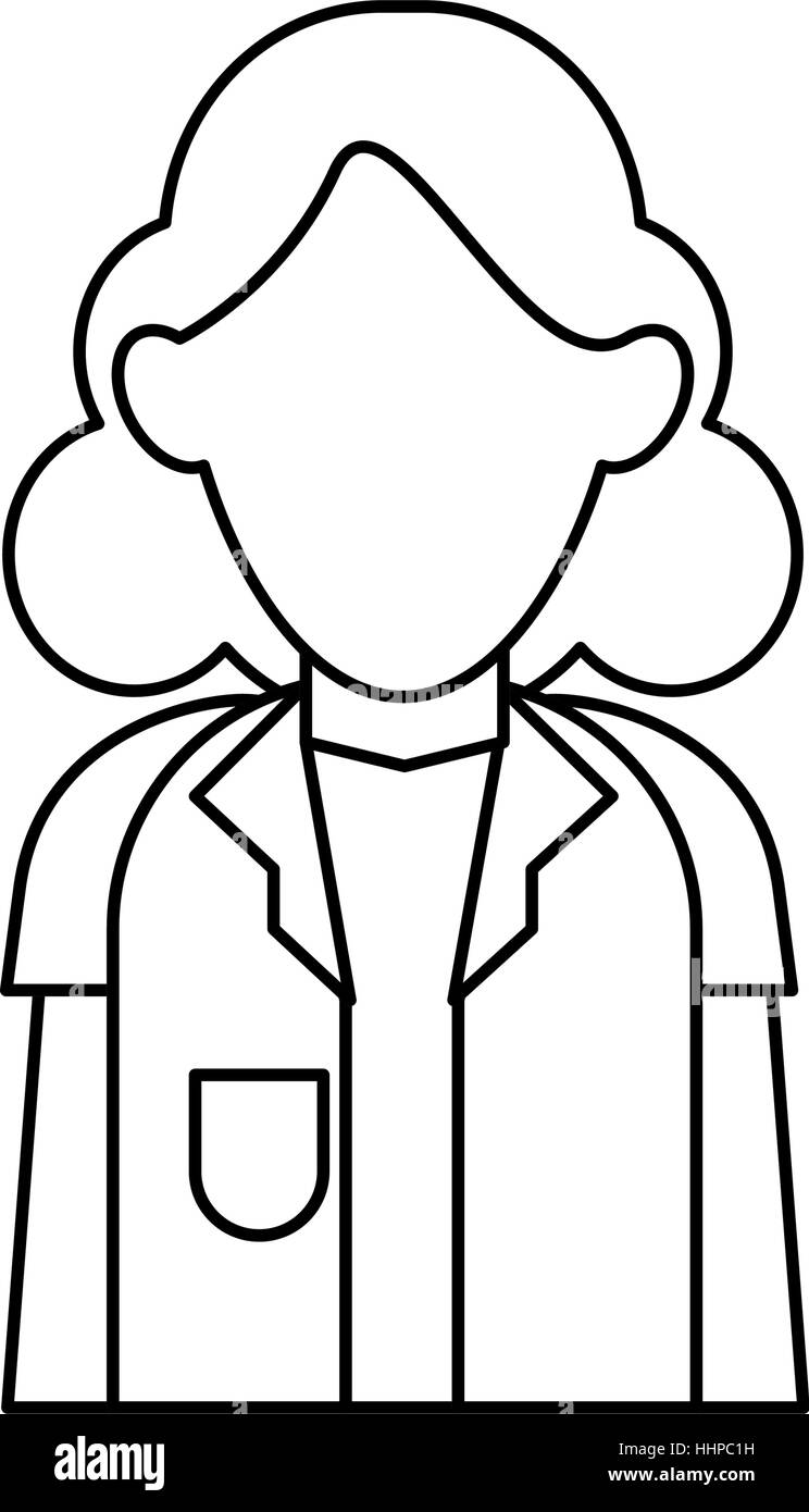 doctor woman stethoscope medical professional outline Stock Vector ...