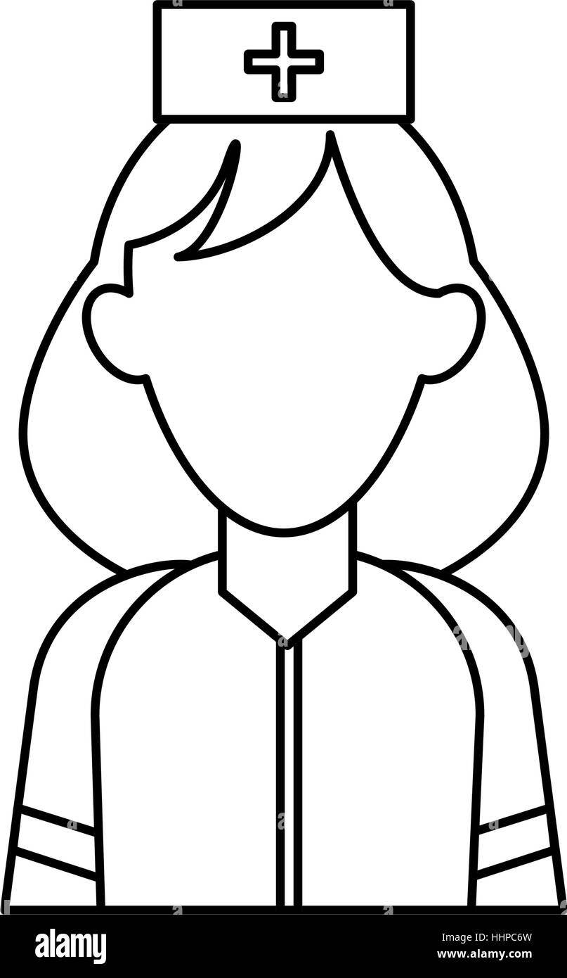 woman paramedic help urgency wearing uniform stethoscope outline Stock ...