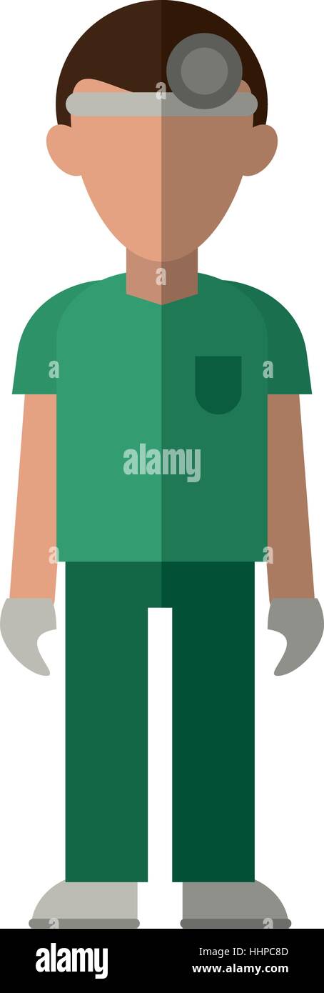 doctor with head mirror and green uniform surgeon Stock Vector Image ...