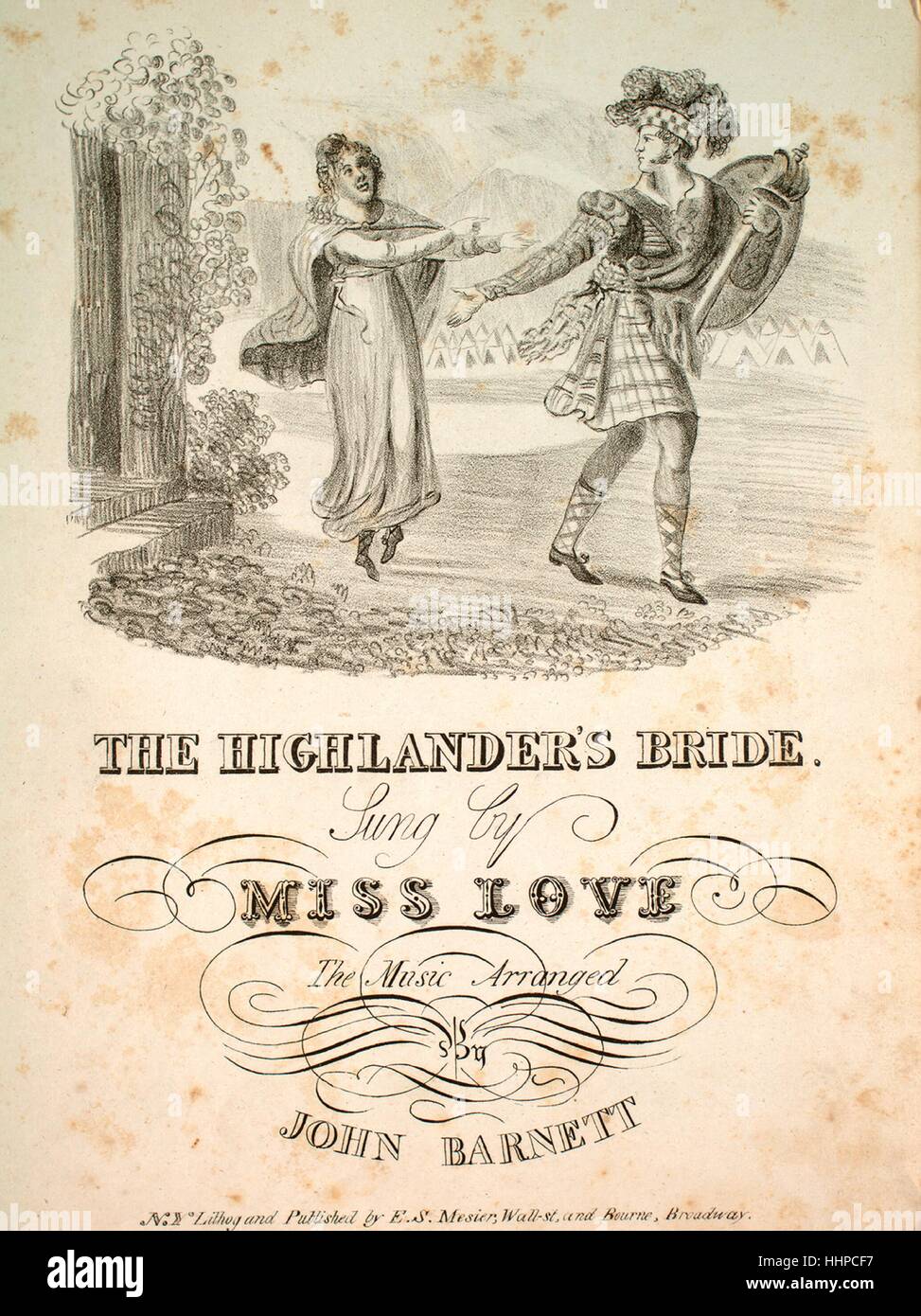 Sheet music cover image of the song 'The Highlander's Bride', with ...