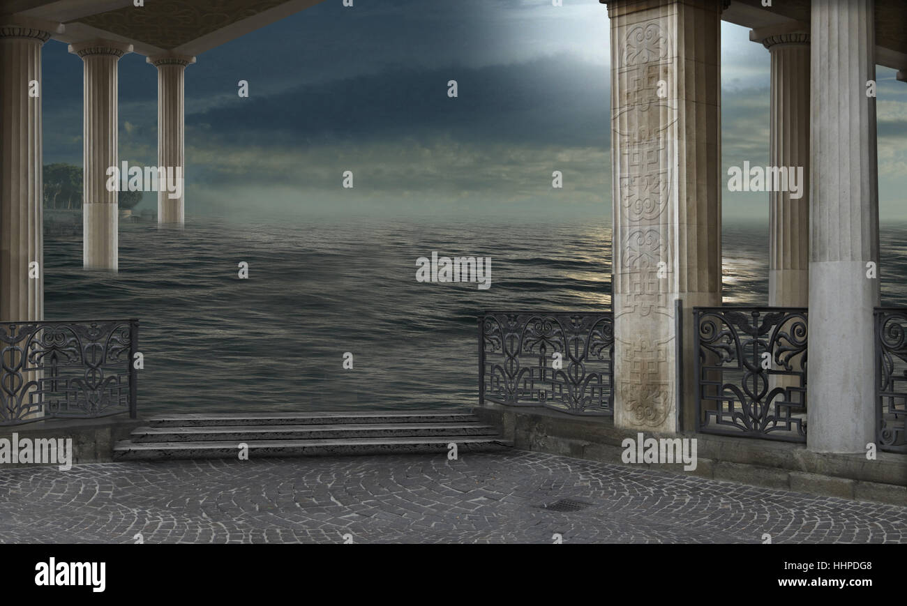 dream, silver, pavement, crystal, collage, column, emerge, surrealism ...