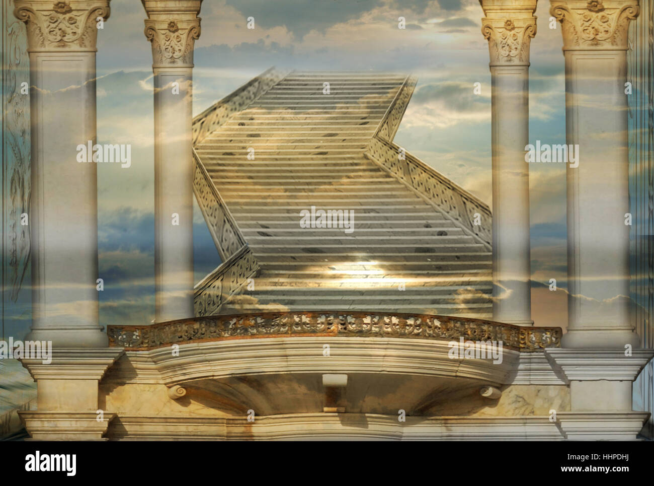 blue, stairs, fantasy, imagination, style of construction, architecture ...