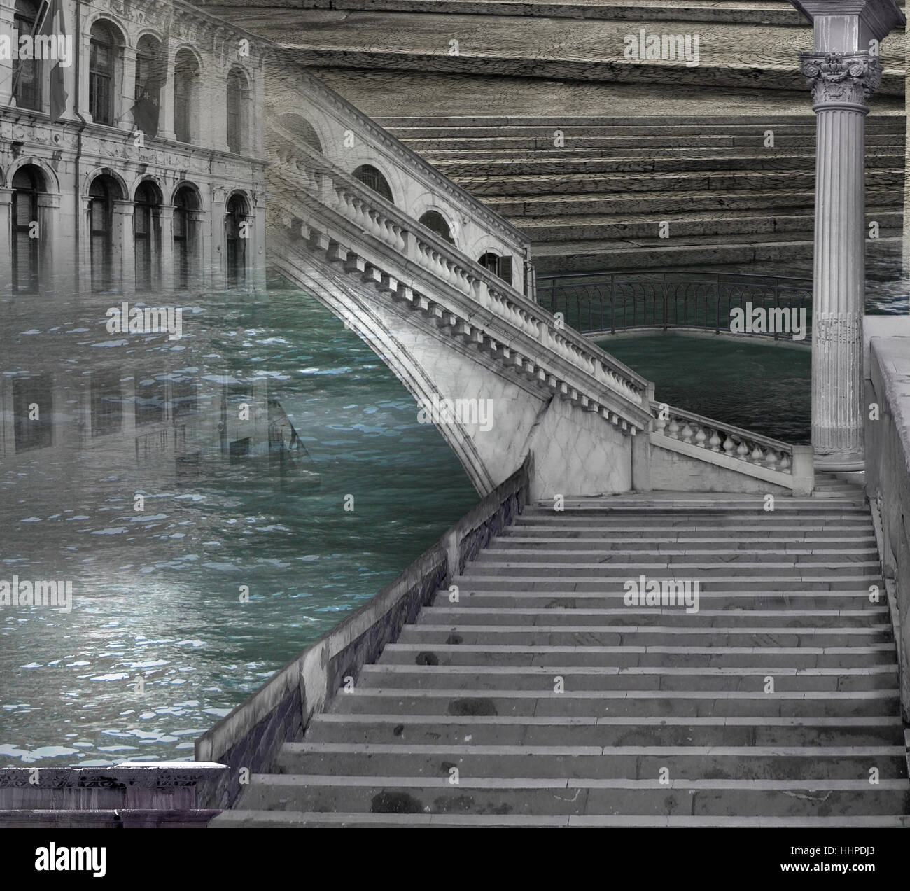 stairs, stone, bridge, silver, fantasy, marble, magical, imagination ...