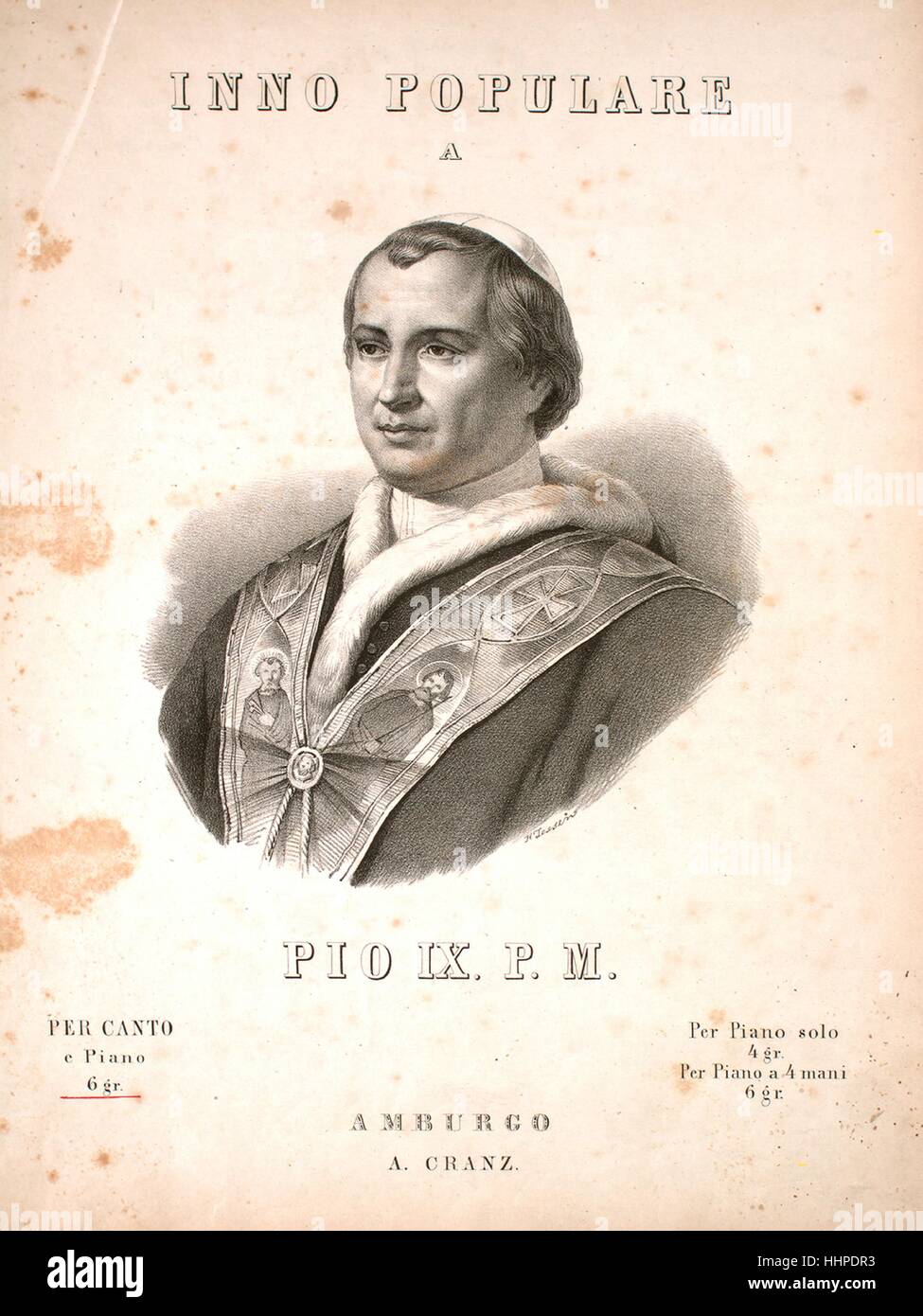 Sheet music cover image of the song 'Jnno Populare A Pio Ix PM [French ...