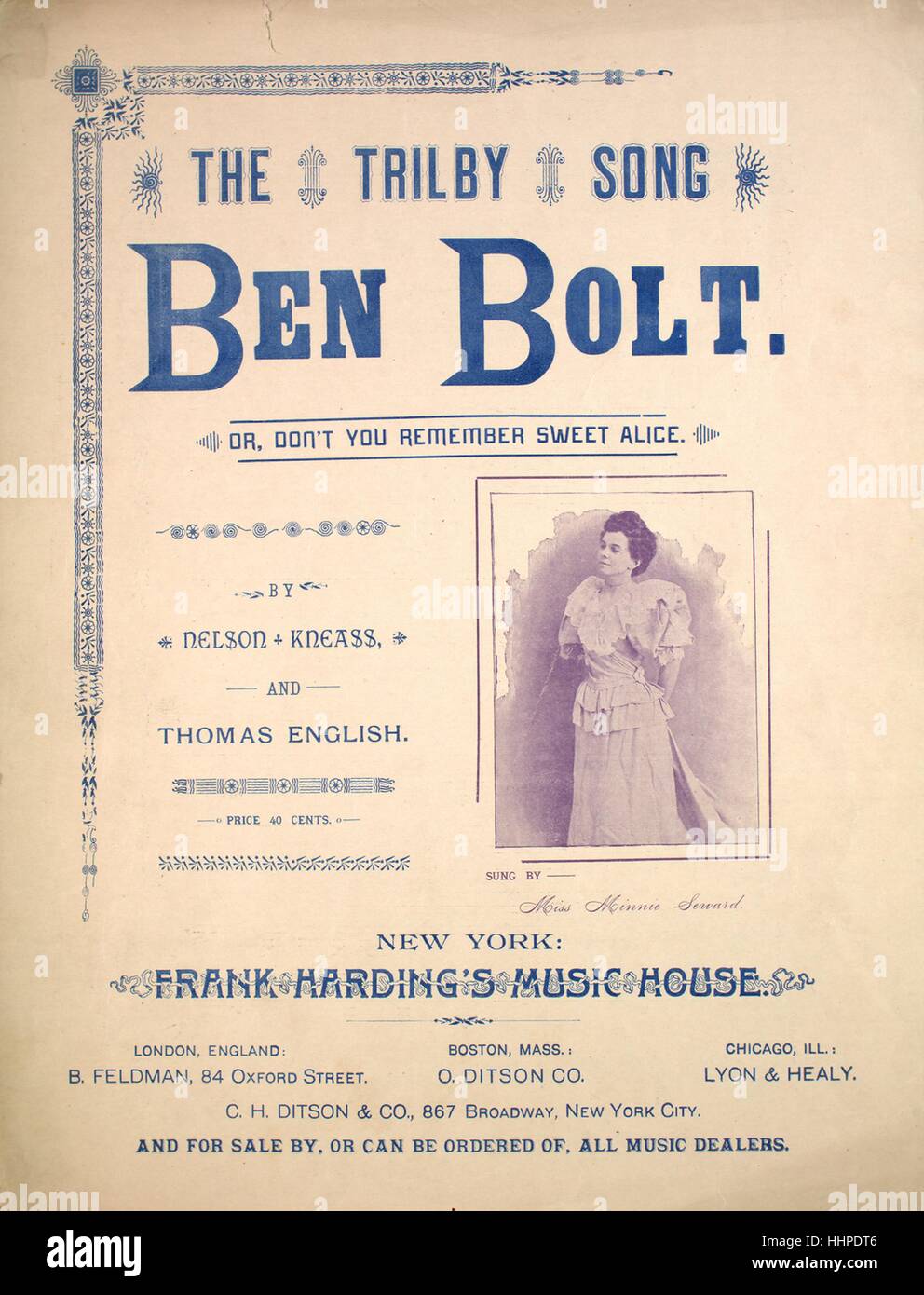 Sheet music cover image of the song 'Ben Bolt The Trilby Song', with ...