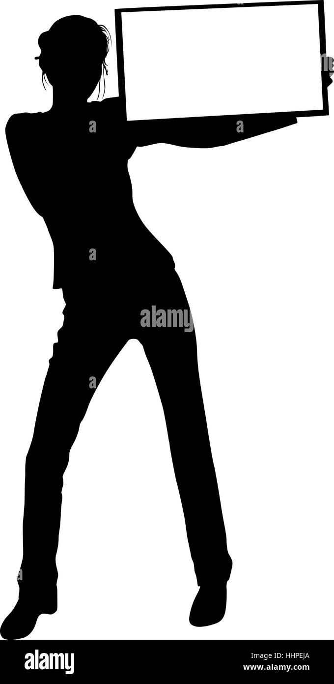 woman, female, hold, silhouette, outline, up, on, motto, slogan ...