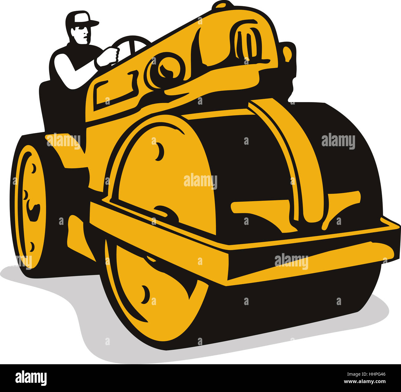 isolated, graphics, wheel, illustration, driver, retro, operator, road ...