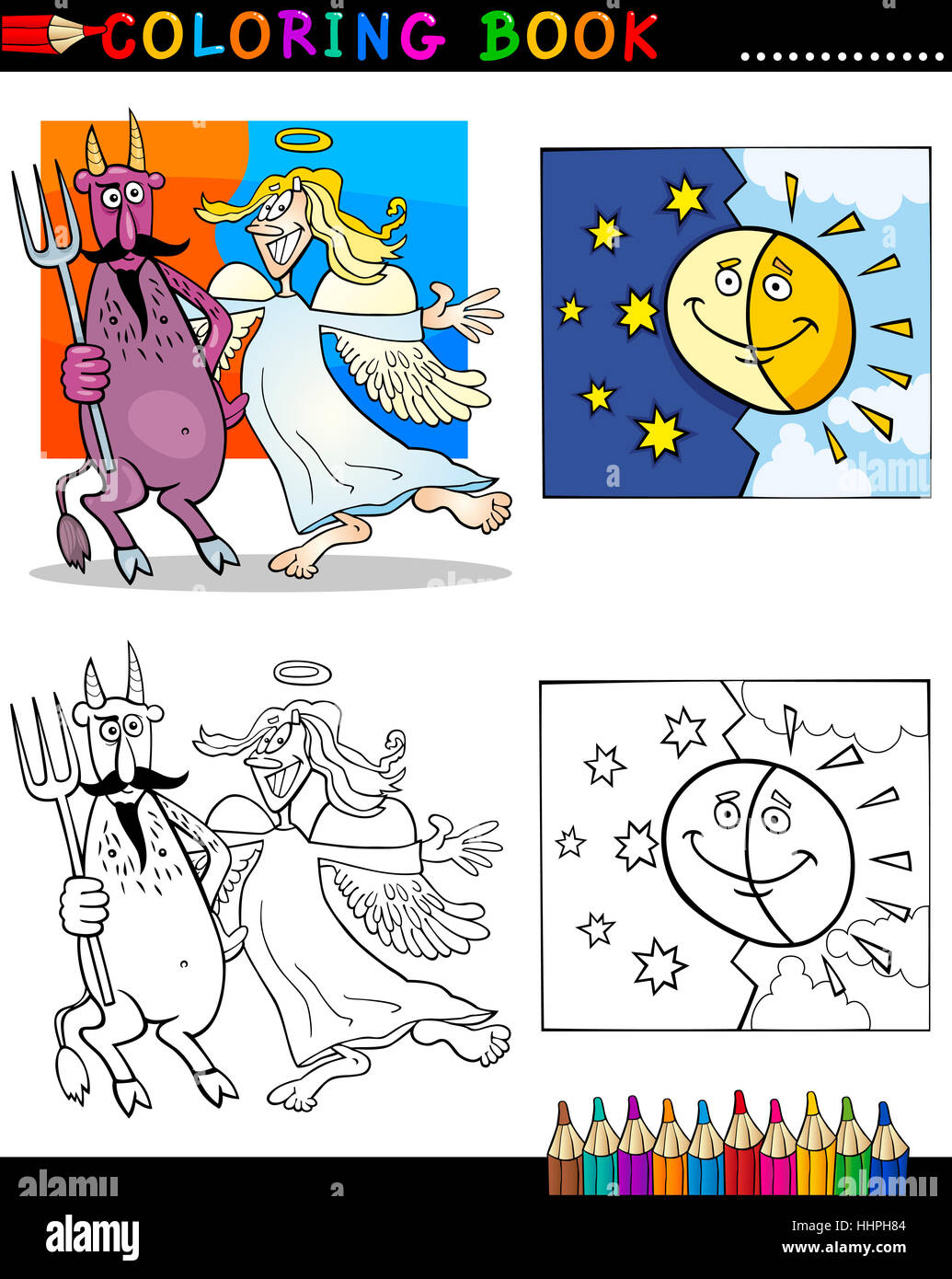 fantasy, illustration, angel, angels, cartoon, devil, laugh, laughs ...