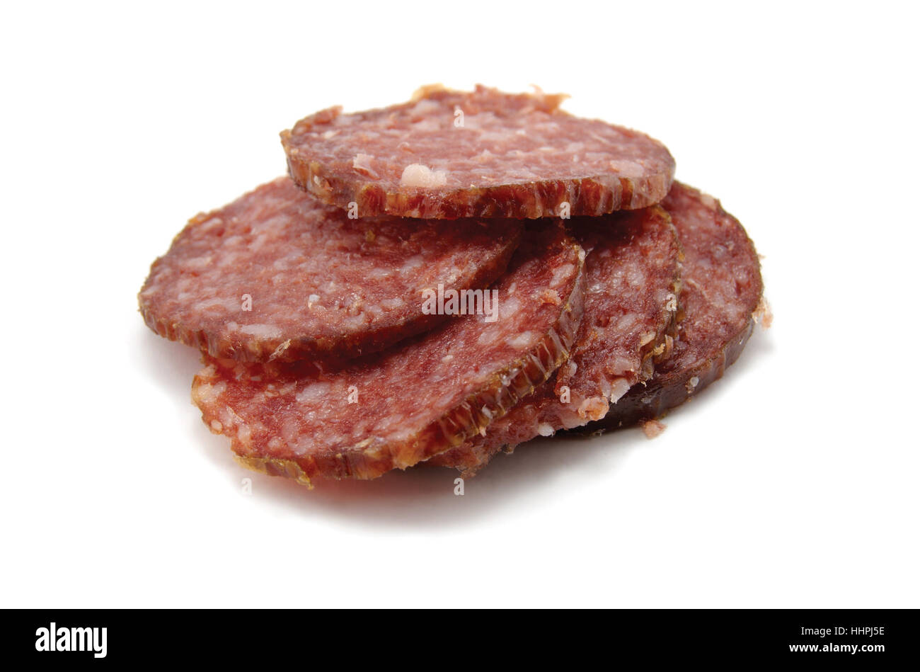 Sliced garlic sausage slices Cut Out Stock Images & Pictures - Alamy