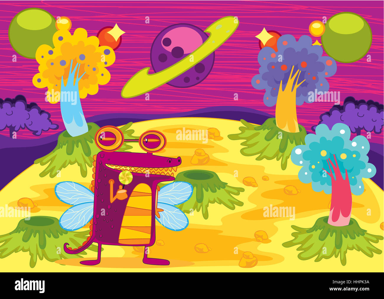 comic, illustration, cartoon, tree, space, illustration, purple ...