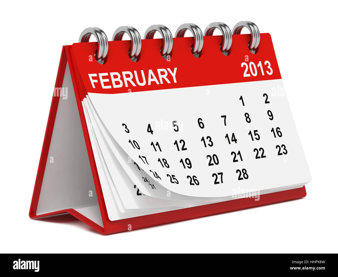 Red Desktop Calendar for 2013 on White Background Stock Photo - Alamy