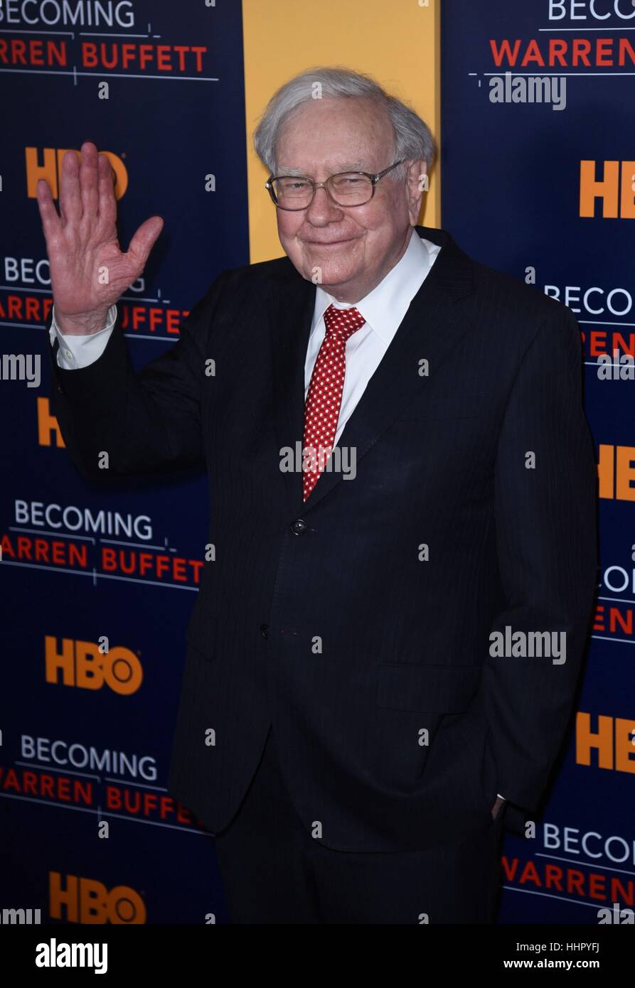 New York City, USA. 19th Jan, 2017. Warren Buffett at the premiere of ...