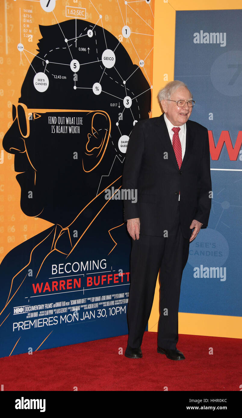 New York, USA. 19th Jan, 2017. Businessman Warren Buffett attends the ...