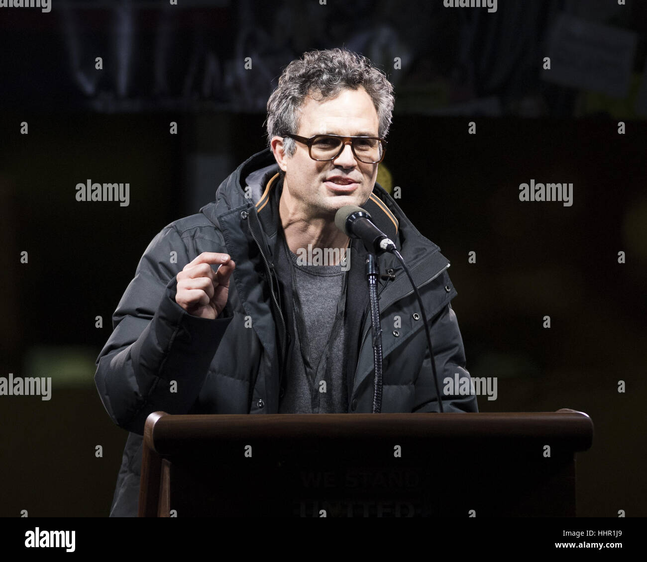 New York City, New York, USA. 19th Jan, 2017. MARK RUFFALO speaking at ...