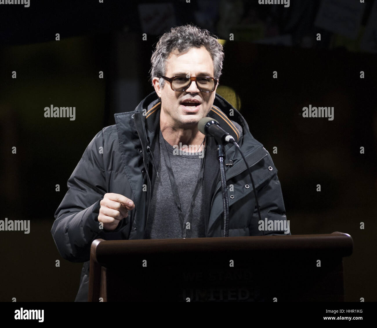 New York City, New York, USA. 19th Jan, 2017. MARK RUFFALO speaking at ...