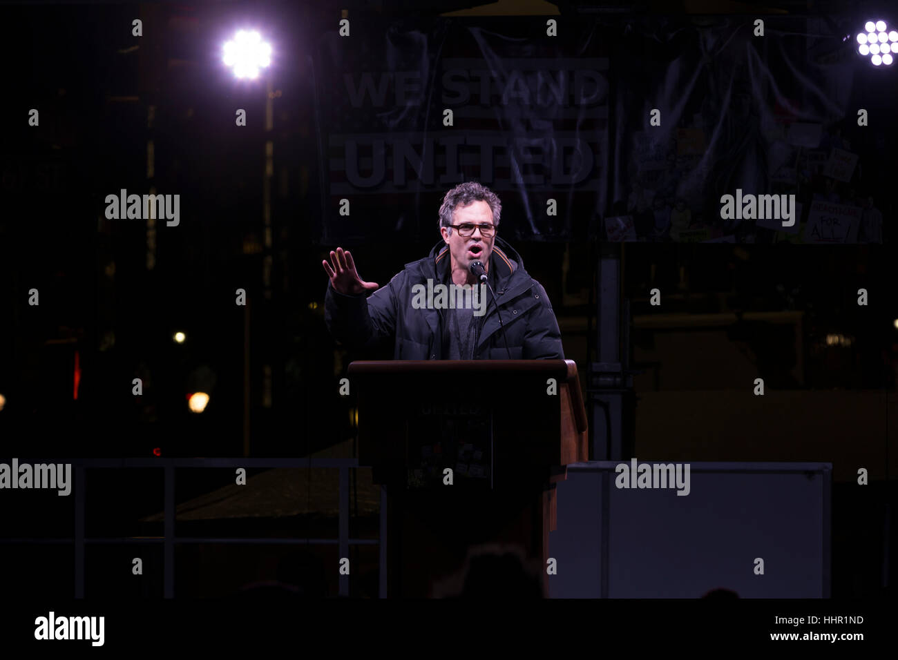 New York, USA. 19th January 2017. Mark Ruffalo speaks onstage during ...